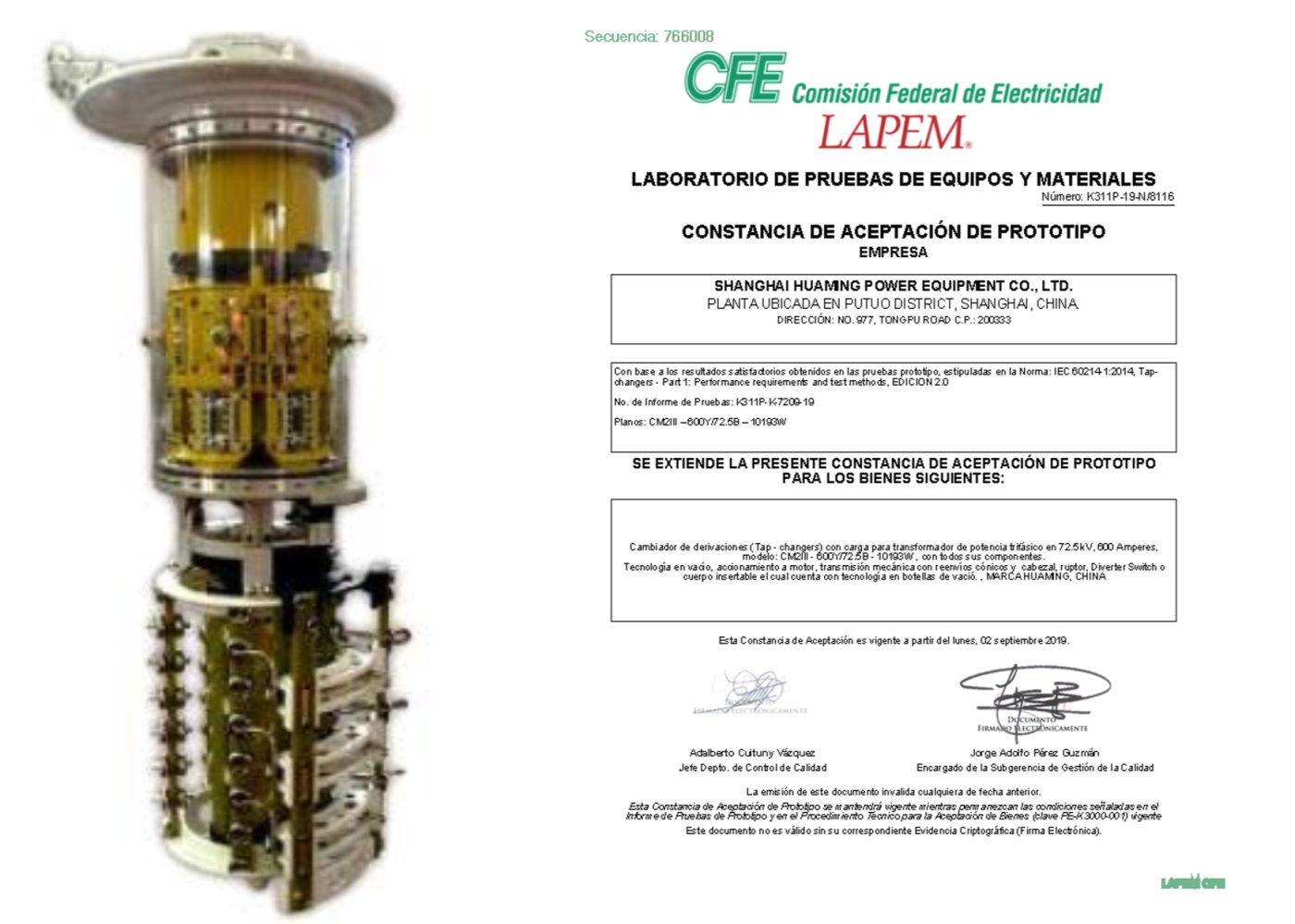 OLTC Huaming - Representantes exclusivos de Qualitrol y Huaming en México